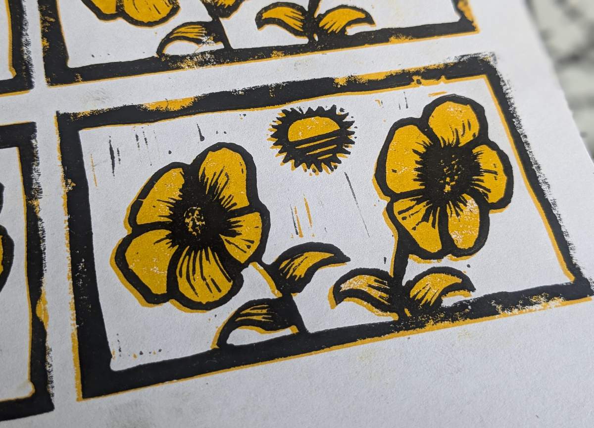 Reduction print flowers