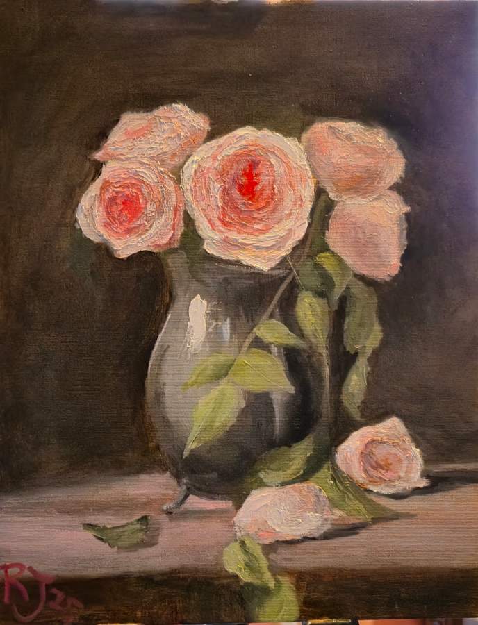 Pink Garden Roses and Silver - Kelli Folsom lesson