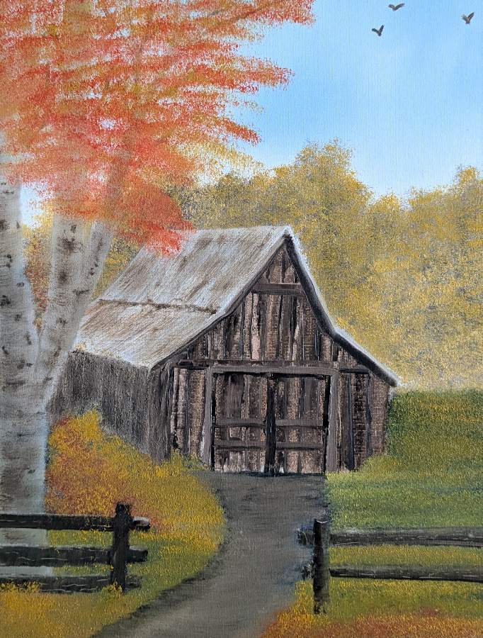 Barn in field